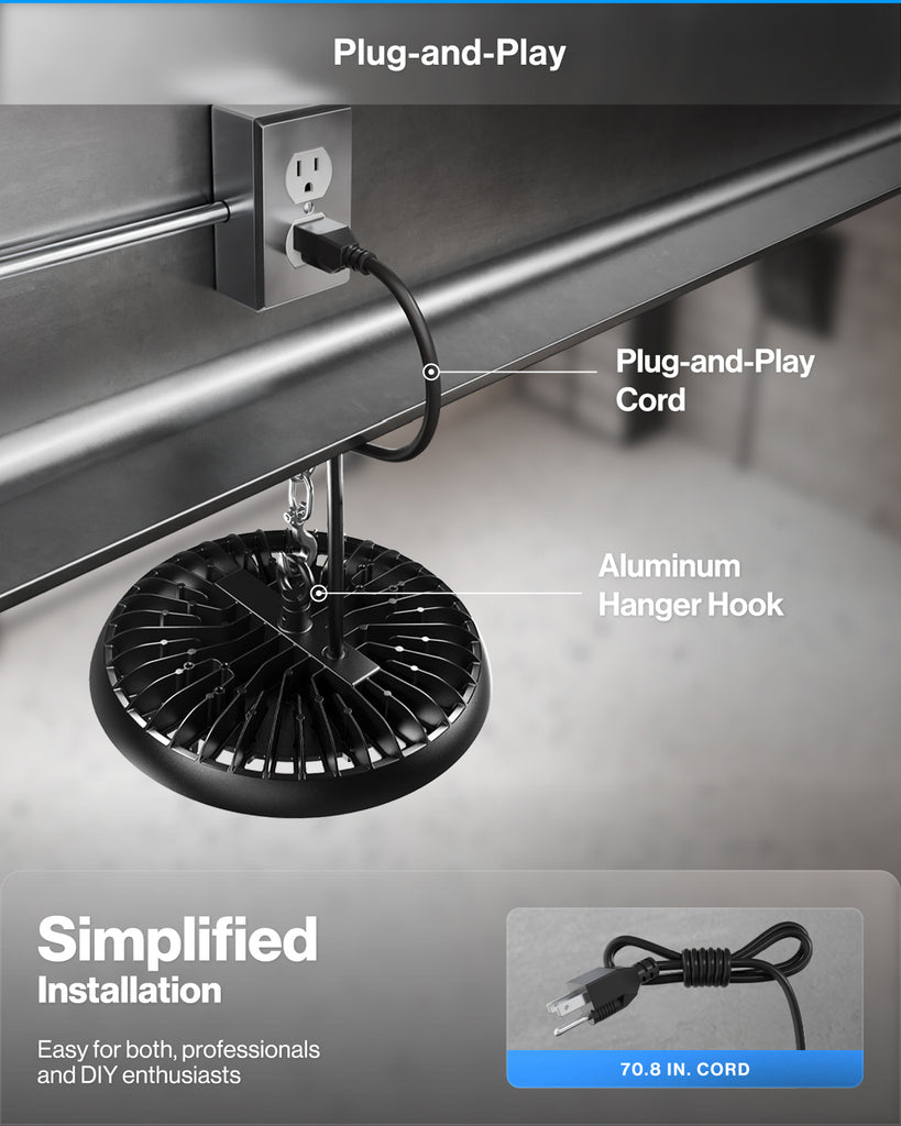 UFO High Bay 200W Plug & Play LED Fixture, 2-Step Install, 28000 Lumen – Sunco Lighting