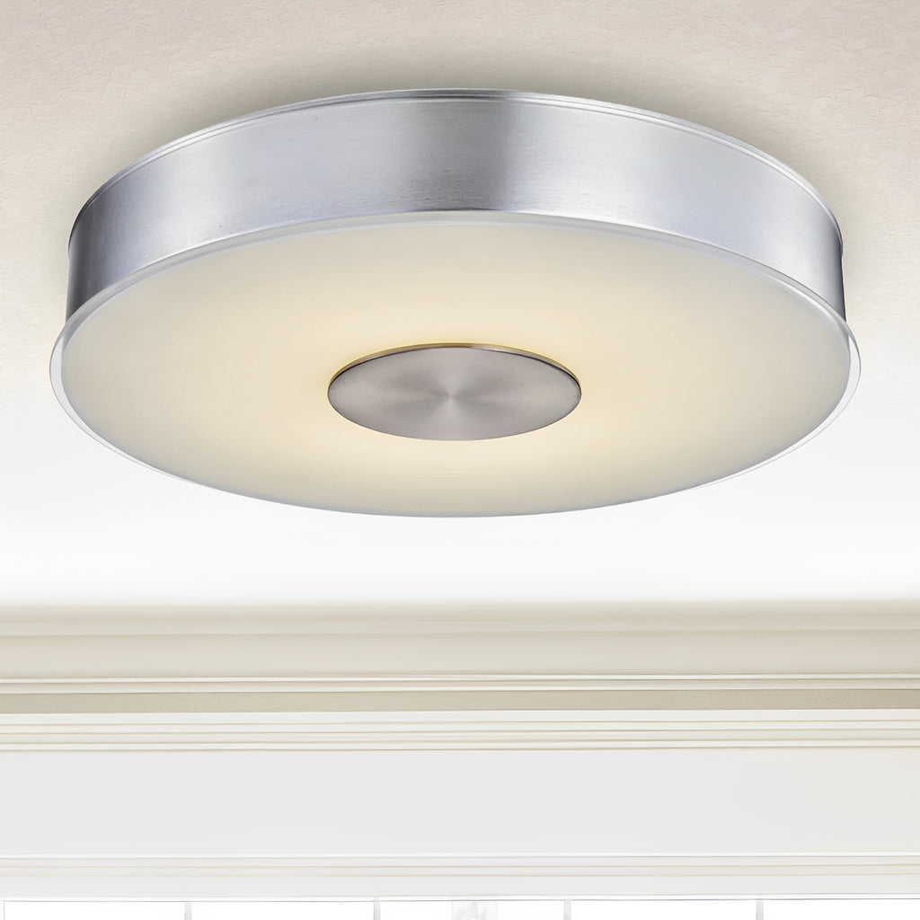 11 Inch Round LED Brushed Aluminum Ceiling Light, Fusion, Surface Mount ...