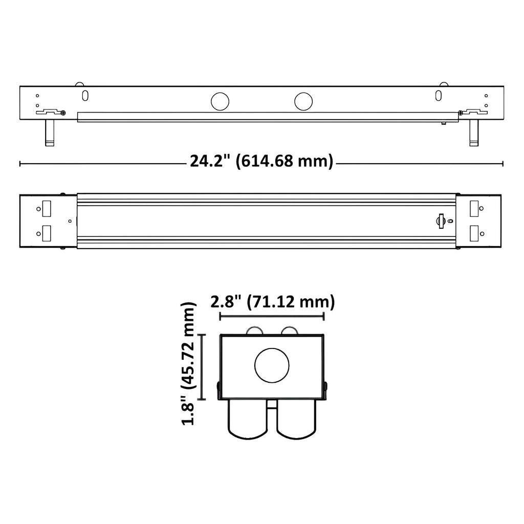 2ft T5 LED Ready Strip Light Fixture, Double-Lamp, Non-Shunted, Single ...
