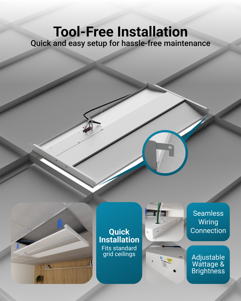 LED Center Basket Troffer, 56W/52W/46W, 2x4, Selectable Wattage & CCT ...