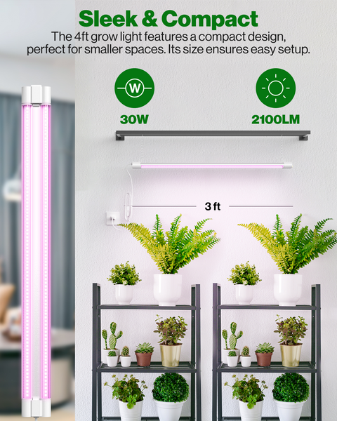 SuncoGrow, LED Grow Light, 3ft, 30W Full Spectrum, Linkable – Sunco ...