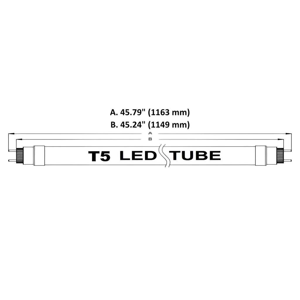 T5 LED Tube, 4ft, Frosted, Bypass, Type B, 24W, NSF Food Safe, Single ...