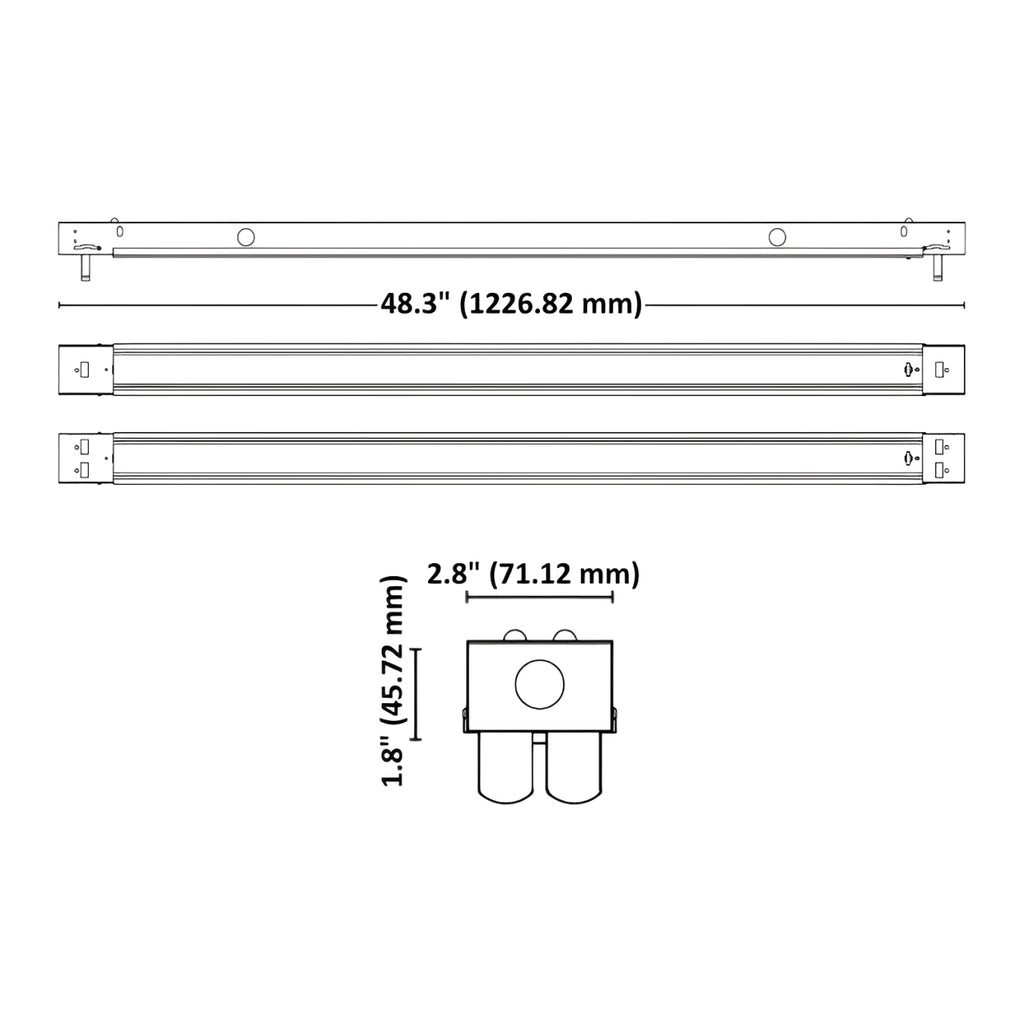 4ft T8 LED Ready Strip Light Fixture, White, Double-Lamp, Non-Shunted ...