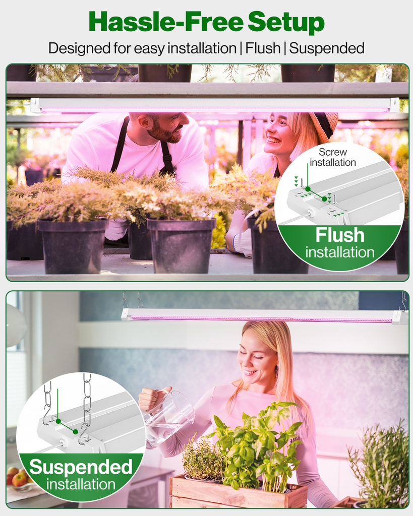 SuncoGrow LED Grow Light, 4ft, 40W Full Spectrum, Linkable – Sunco Lighting