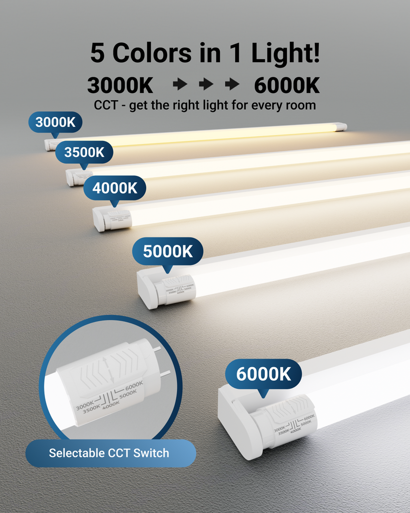 T8 LED Tubes, 4ft, Frosted, Type B, Selectable CCT, Single /Double ...