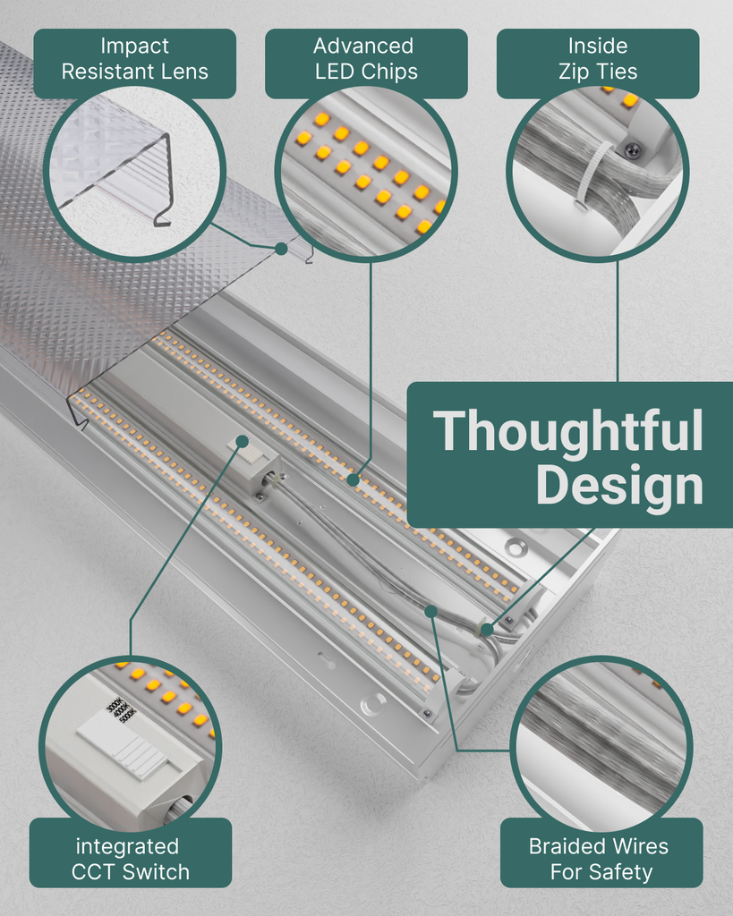 LED Prisma Wraparound, 60W, 4ft x 8in, Selectable CCT, 7200 Lumens ...