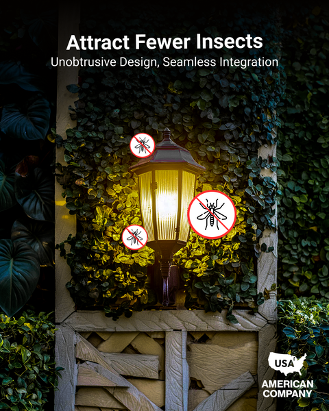 A19 LED Bulb, Yellow Bug Light, Dusk to Dawn Photocell, 480 Lumens ...