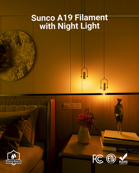 A19 LED Bulb, Filament, Night Light, 800 Lumens – Sunco Lighting