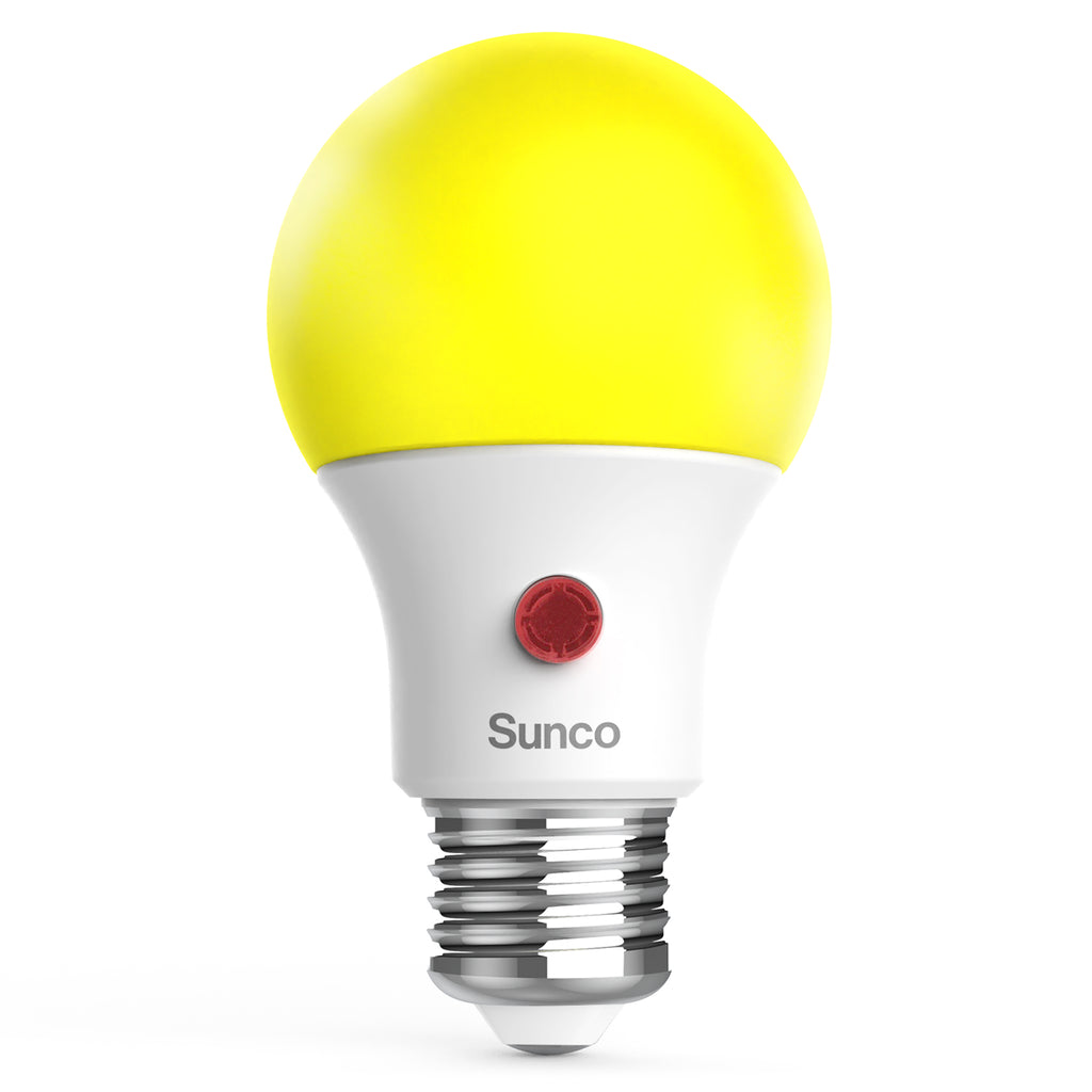 A19 LED Bulb, Yellow Bug Light, Dusk to Dawn Photocell, 480 Lumens ...
