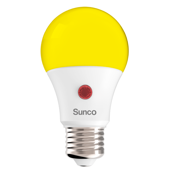 A19 LED Bulb, Yellow Bug Light, Dusk to Dawn, 480 Lumens – Sunco Lighting