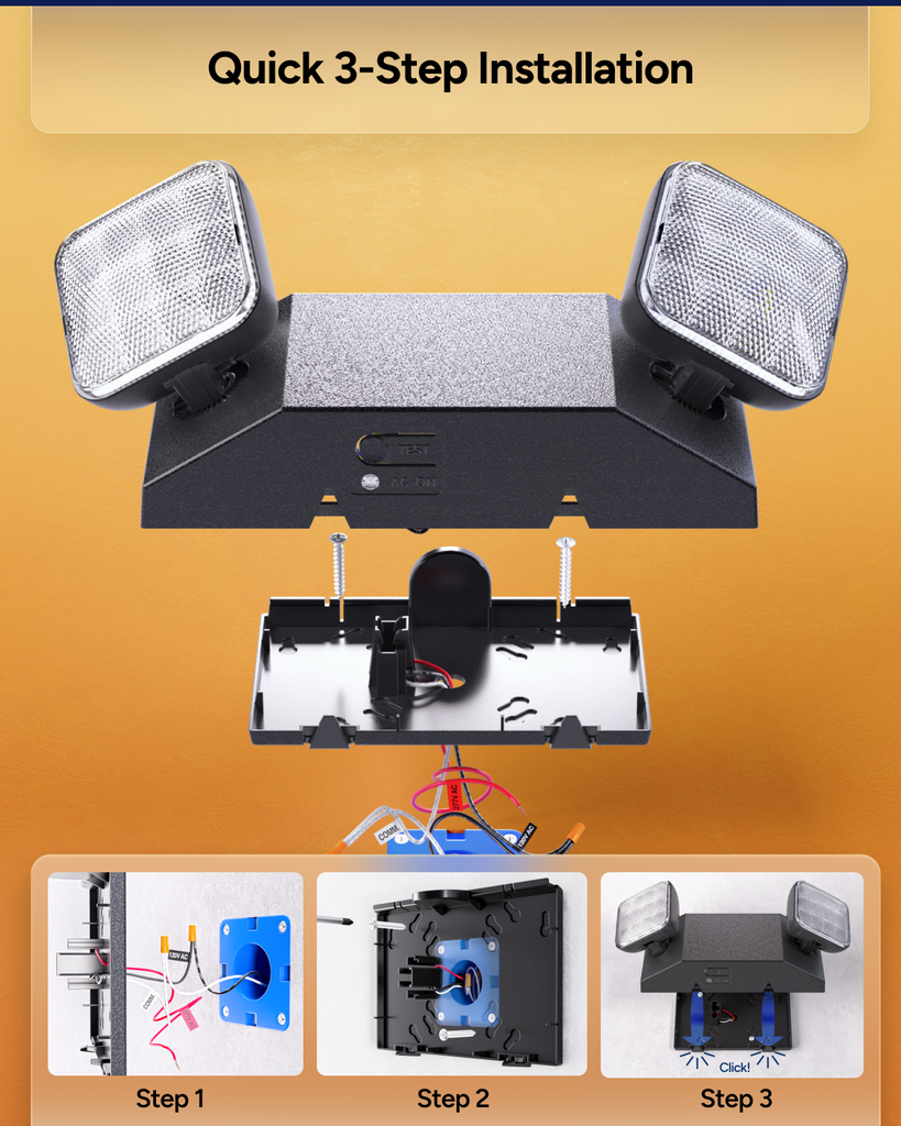 2 Head LED Emergency Light, Black Housing | LED LIGHTING | SUNCO ...