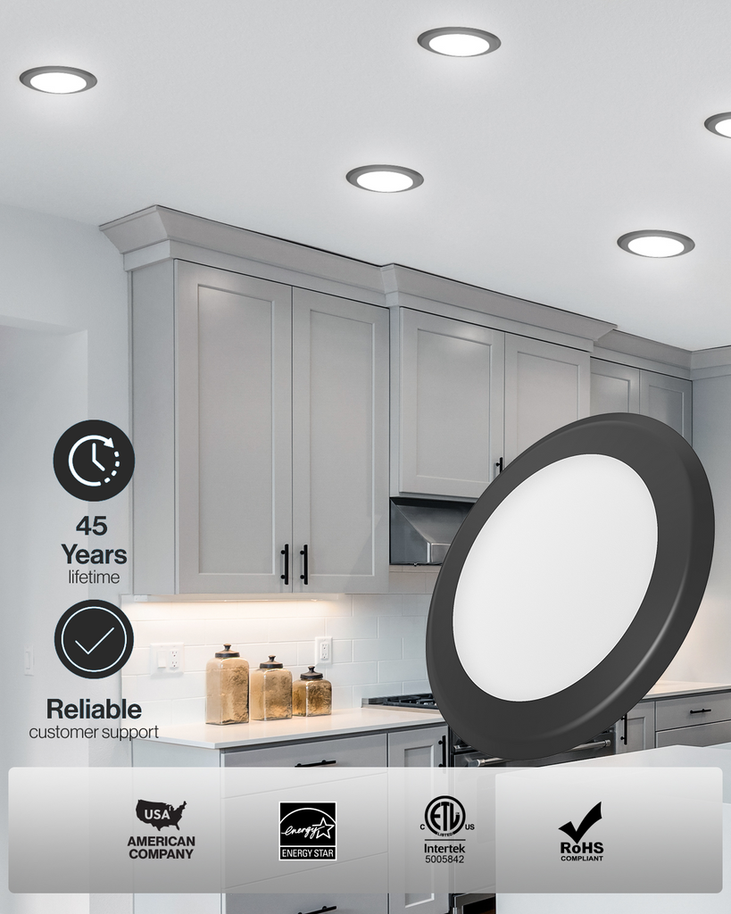 Recessed LED Lighting, 5/6 Inch, Black Disk Downlight, 15W, 1050 Lumen ...