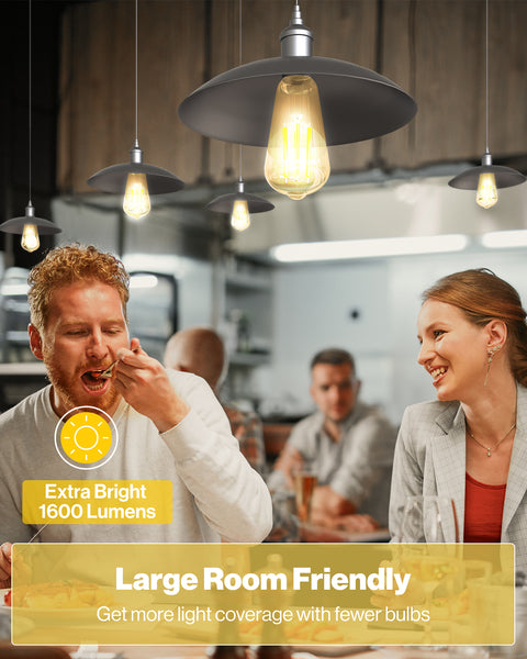 Ultra Bright ST58 LED Bulb, Filament, 1600 Lumens – Sunco Lighting