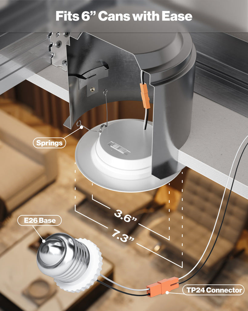 Recessed LED Retrofit Lighting, 5/6 Inch, Baffle, Selectable CCT, 1700 ...