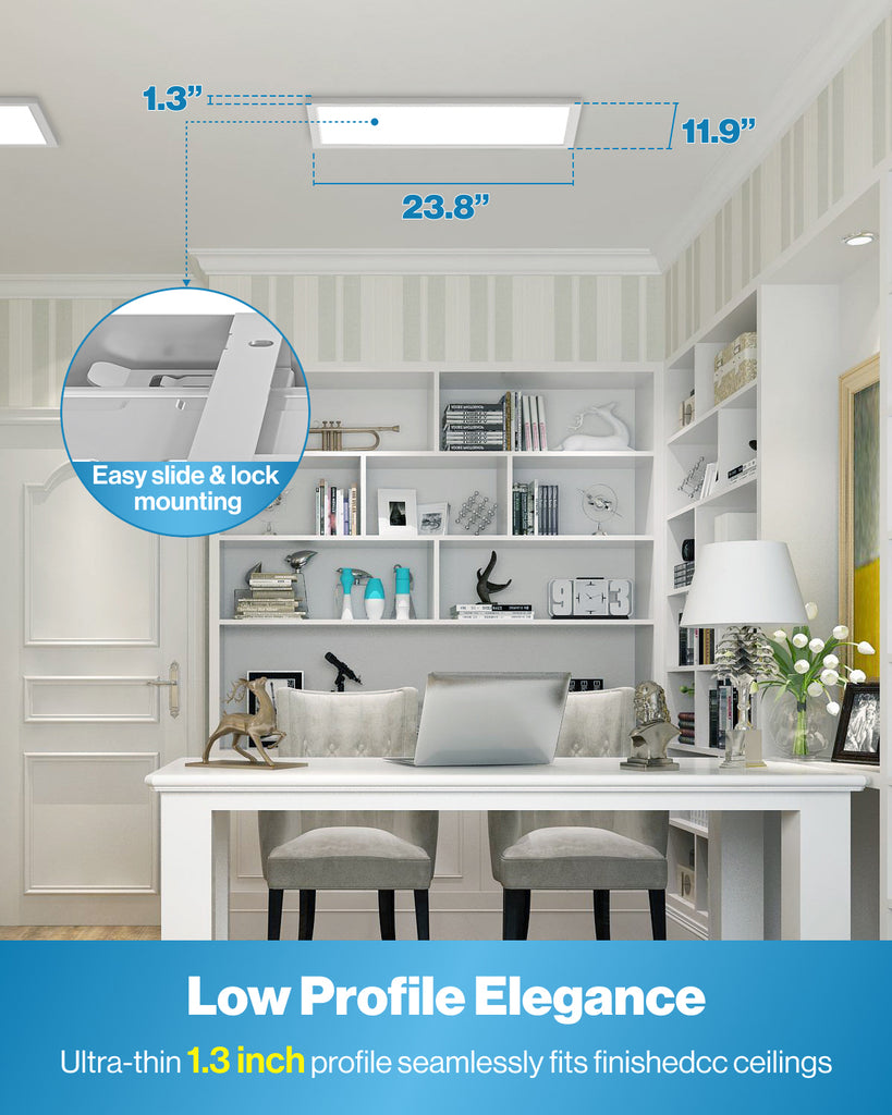 LED Ceiling Panel Light, 20W/18W/16W, 1x2, Selectable CCT, 2000 Lumens ...