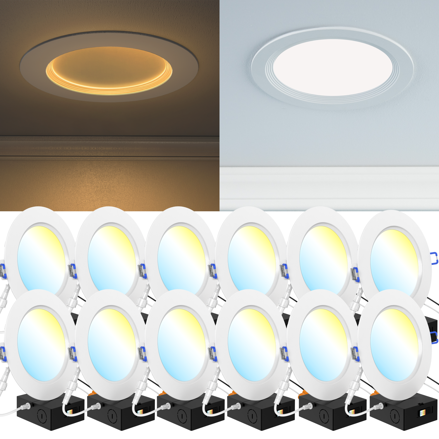 Recessed LED Lighting, 6 Inch, Slim, Baffle Trim, Night Light, 850 Lum ...