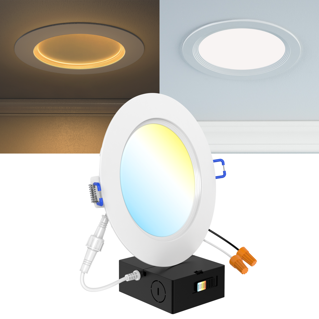 Recessed LED Lighting, 6 Inch, Slim, Baffle Trim, Night Light, 850 Lum ...