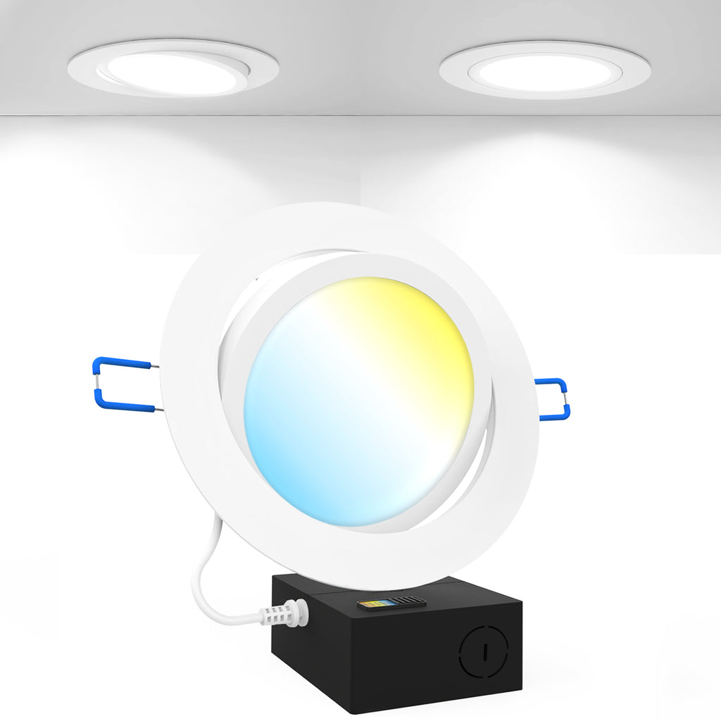 Recessed LED Lighting, 6 Inch, Slim Gimbal, Selectable CCT, 850 Lumens ...