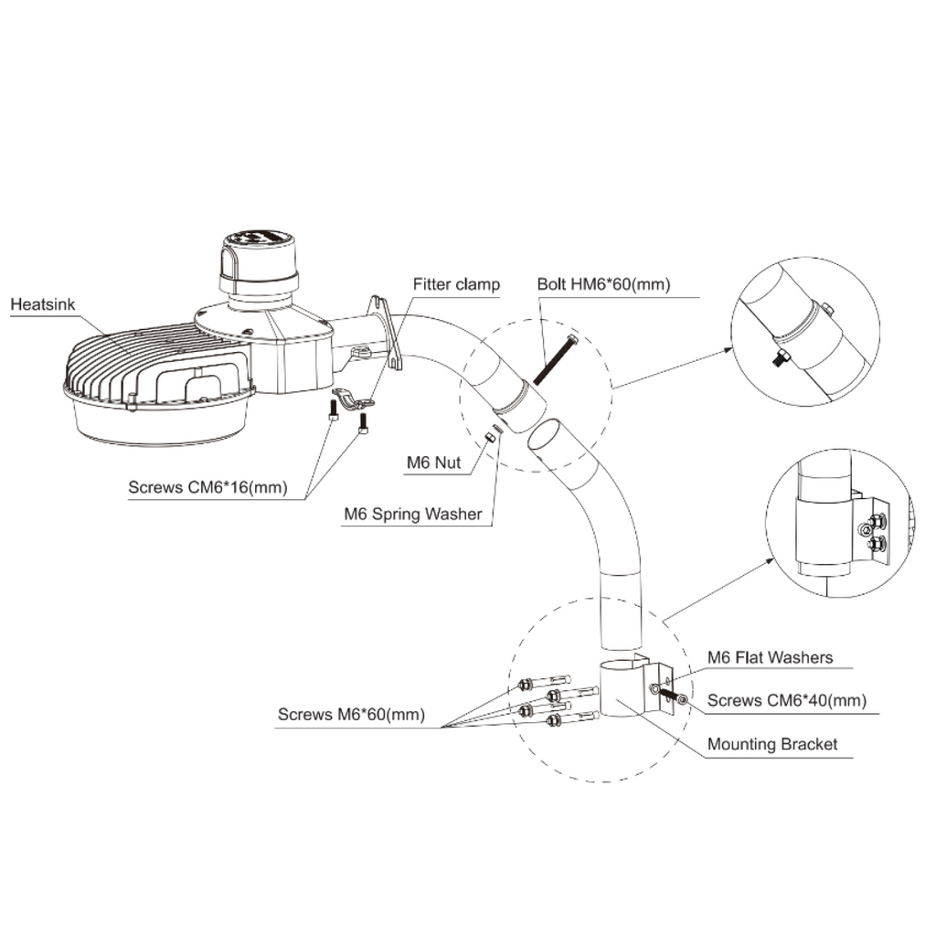 Mounting Arm Kit for Dark Bronze LED Barn Light – Sunco Lighting