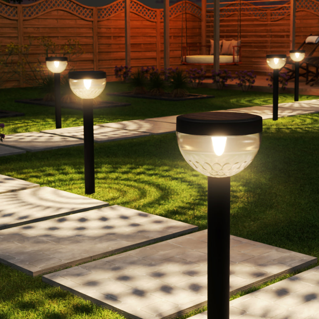 Solar Garden LED Path Lights, Round, Bloom, Dusk to Dawn Photocell ...