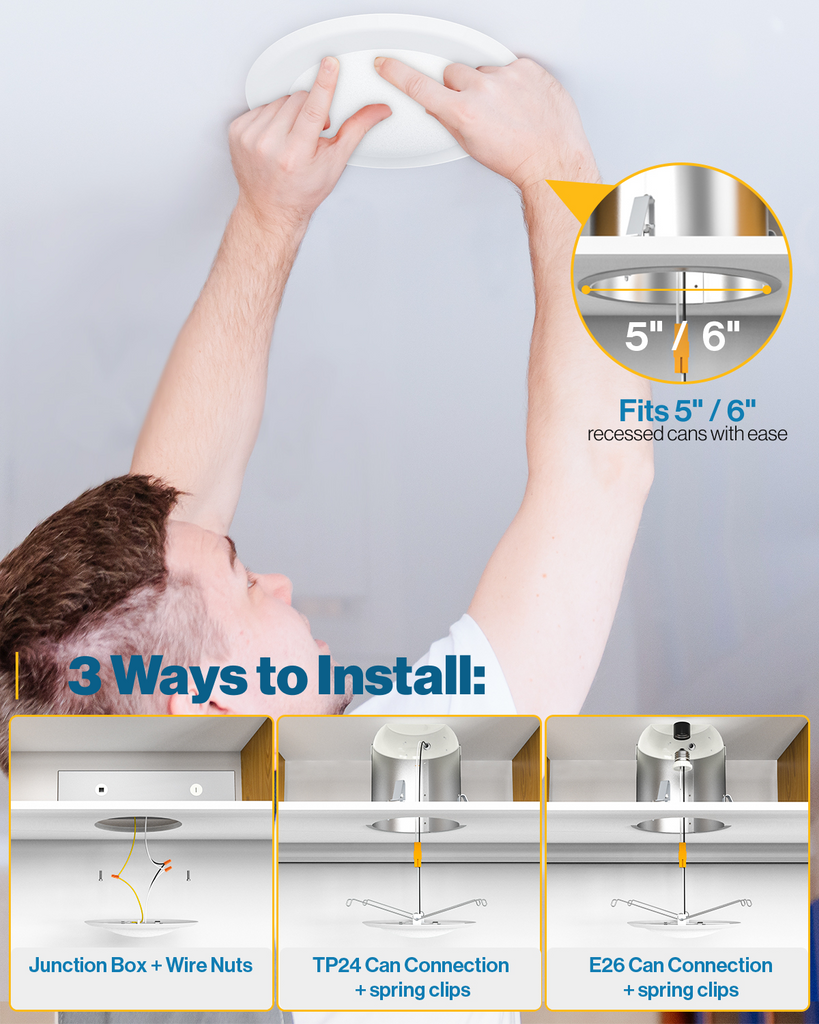 Recessed LED Lighting, 5/6 Inch, Disk Downlight, 18W, Selectable CCT ...