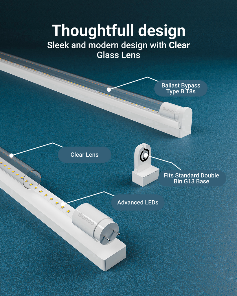 T8 High Lumen LED Tube, 4ft, Clear, Type B, 25W, Single/Double Ended ...
