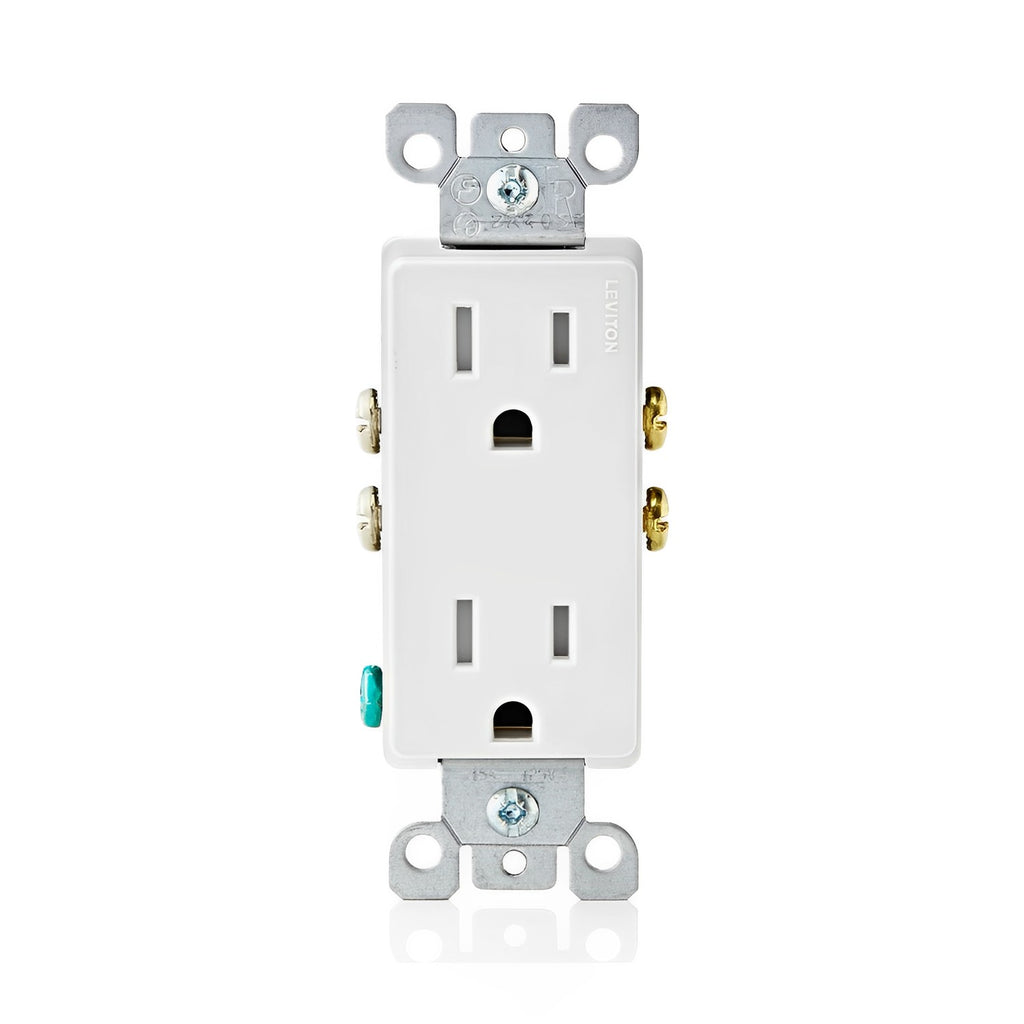 Leviton 15 Amp Tamper Resistant Duplex Receptacle, Outlet, Straight Bl ...