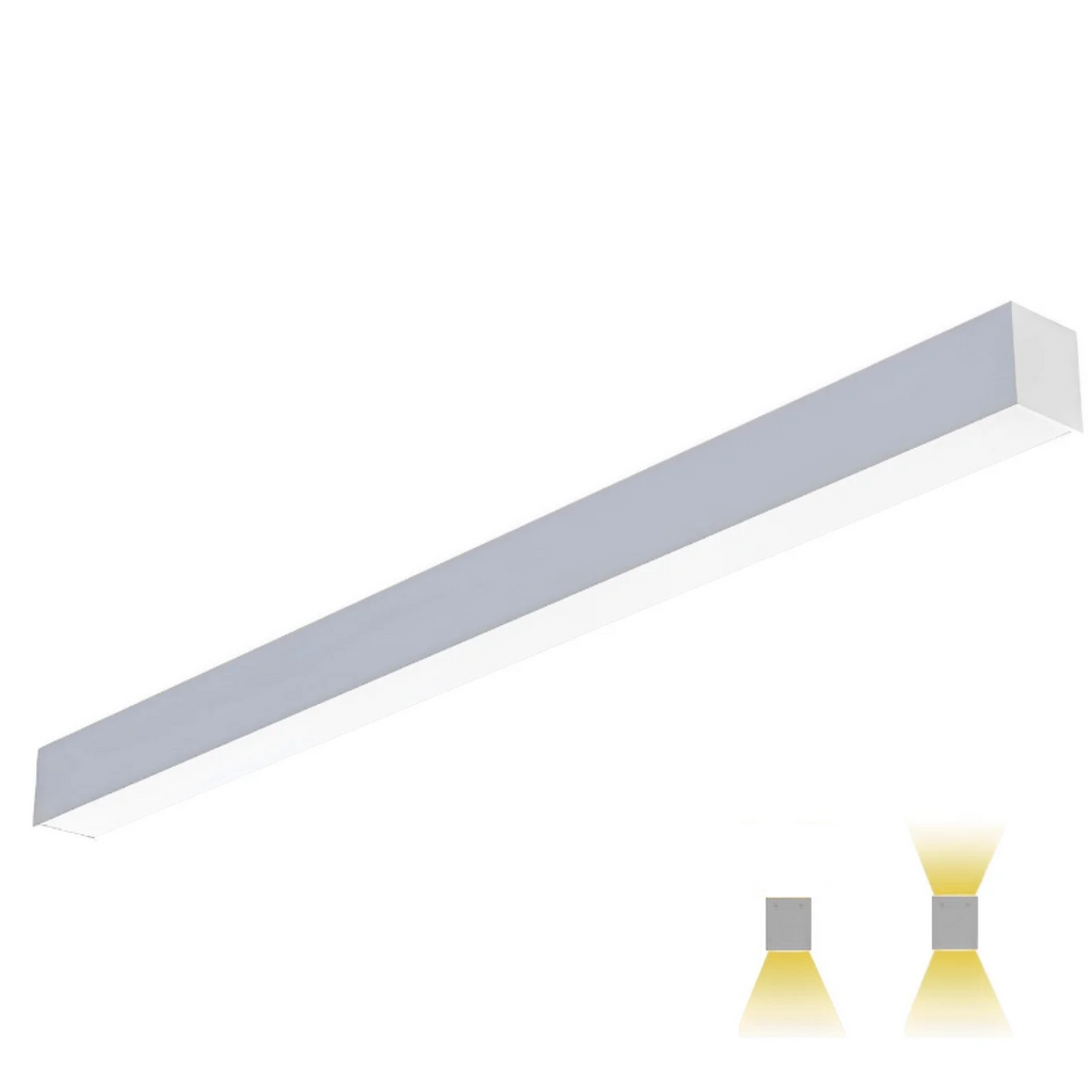 4ft LED Linear Pendant Up/Down Light, 50W/40W/30W, White, Selectable W ...