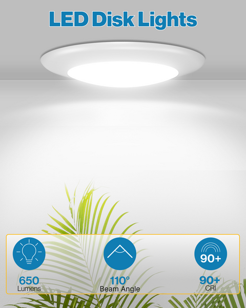 Recessed LED Lighting, 4 Inch, Disk Downlight, 10W, 650 Lumens – Sunco ...