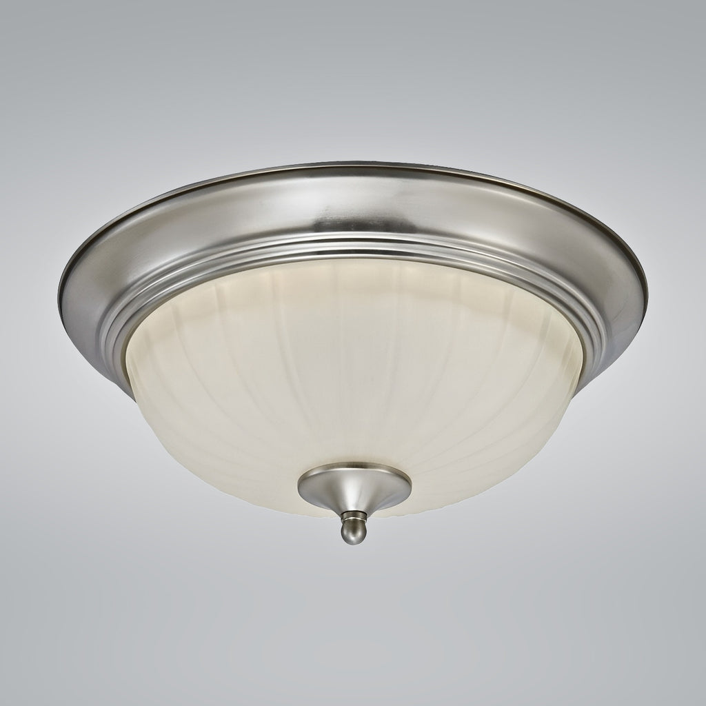 15" Satin Nickel & Frosted Glass Round LED Ceiling Light, 1018D Series ...