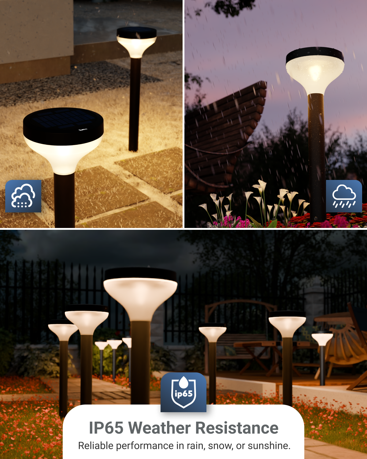 Solar Garden LED Path Lights, Round, Lotus, Dusk To Dawn – Sunco Lighting