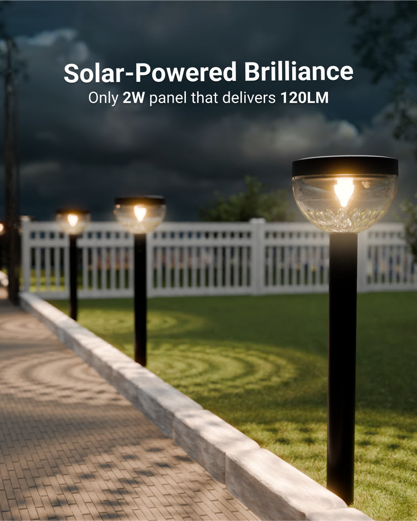 Solar Garden LED Path Lights, Round, Bloom, Dusk to Dawn Photocell ...