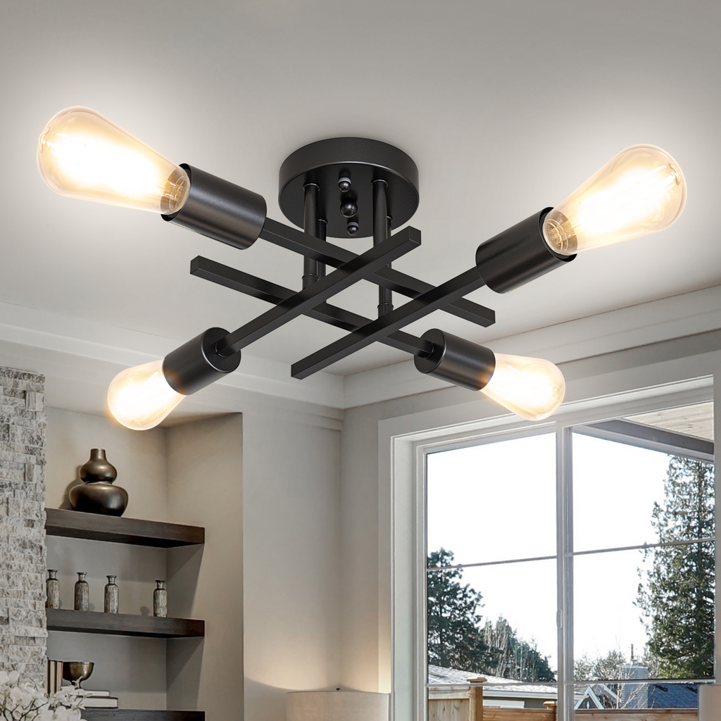 Sputnik Industrial Ceiling Light with ST64 Filament Bulbs, 3200 Lumens ...