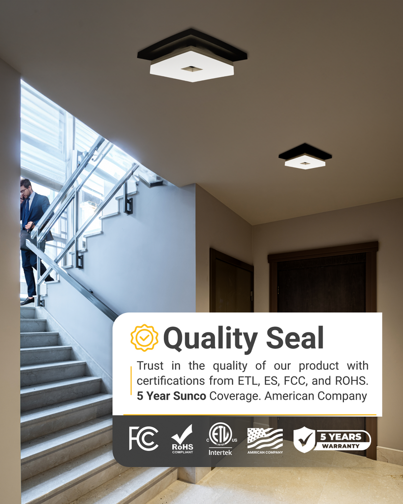 8 Inch Quadrata, Decorative Ceiling Light, Selectable CCT, 1800 Lumens ...