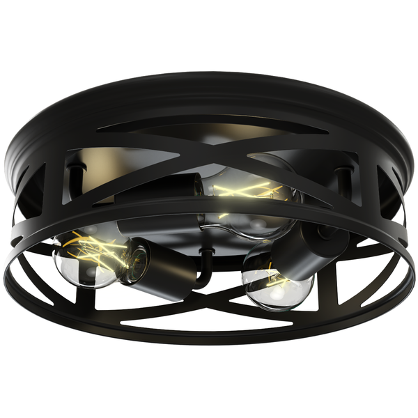 ARCADIA INDUSTRIAL CEILING LIGHT FIXTURE WITH 3X A19 LED FILAMENT BULBS ...