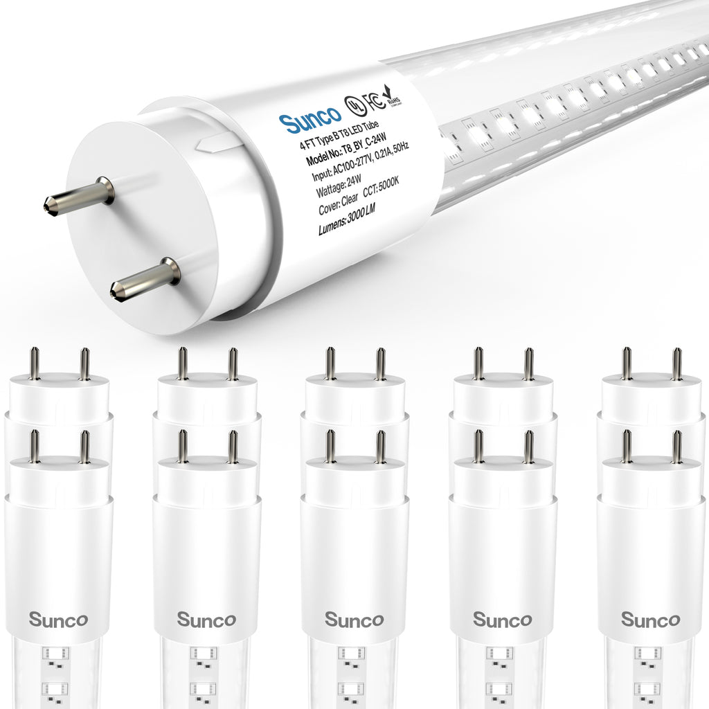 T8 High Lumen LED Tube, 4ft, Clear, Type B, 25W, Single/Double Ended ...