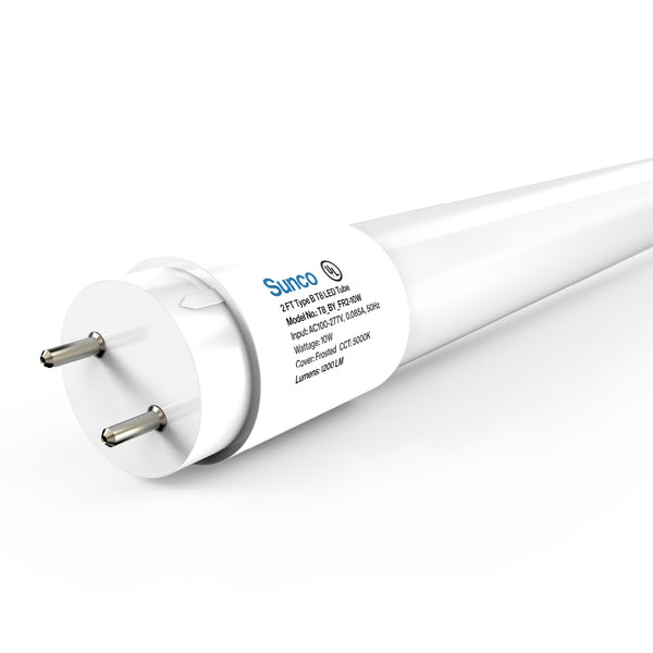 T8 LED Tube, 2ft, Frosted Glass, Bypass, Type B, 10W, Single/Double ...