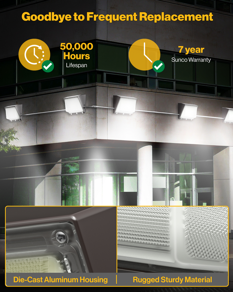 LED Semi Cutoff Wall Pack, Dusk to Dawn, 120W, 16200 Lumens – Sunco ...