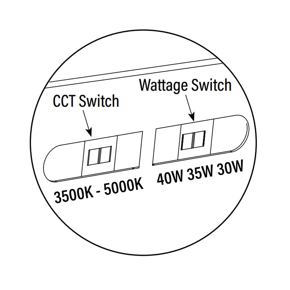LED Wraparound, Prismatic Lens, 40W/35W/30W, 4ft x 9.4in, Selectable W ...