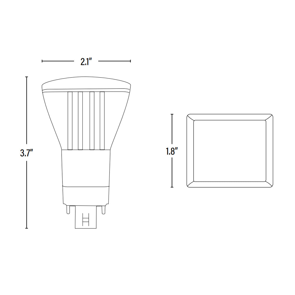 LED PL Retrofit Lamp, G24q 4 Pin/V, 950 Lumens, Vertical – Sunco Lighting