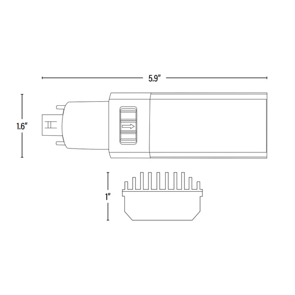 LED PL Retrofit Lamp, G24q 4 Pin/H, 950 Lumens, CCT Selectable, Horizo ...