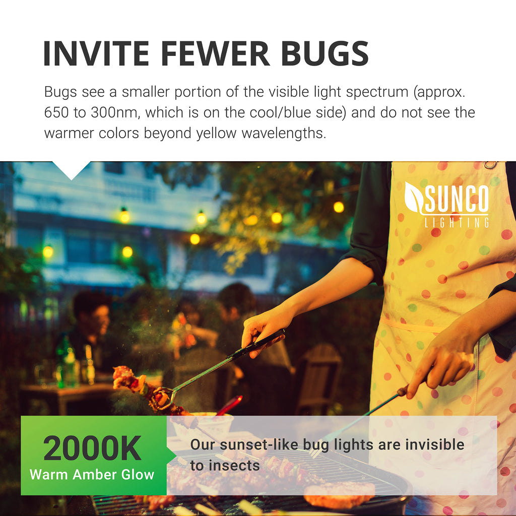 A19 LED Bulb, Yellow Bug Light, Dusk to Dawn, 480 Lumens – Sunco Lighting